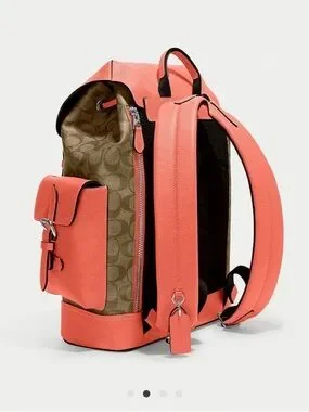 Coach | Bags | Coach Coral And Brown Signature Canvas Backpack | Poshmark